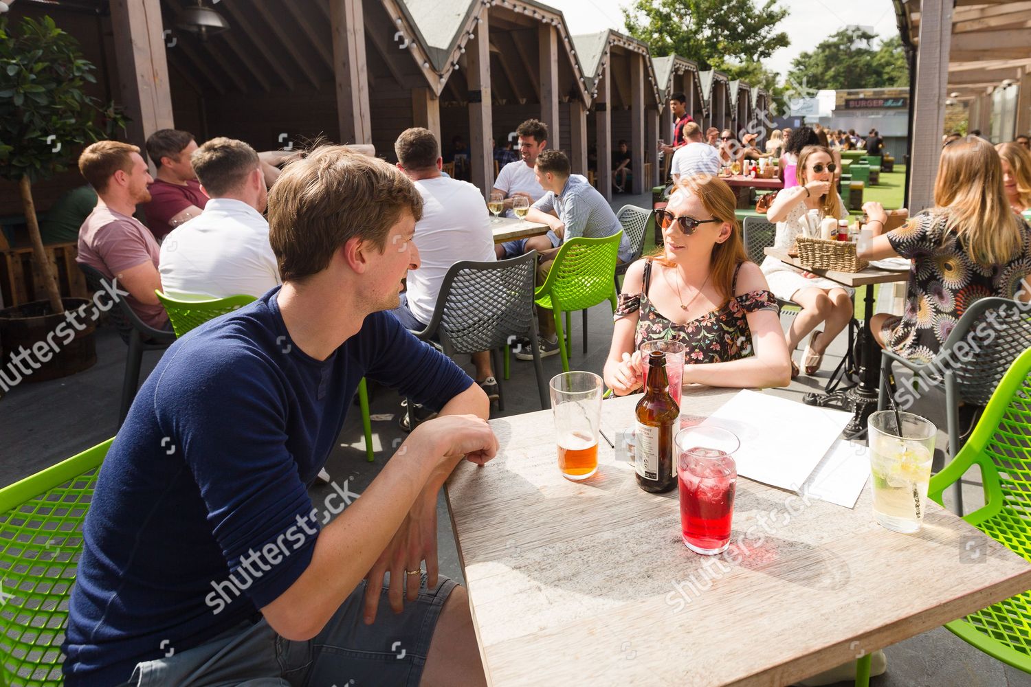 Couple Enjoying Dink Beer Garden Castle Editorial Stock Photo - Stock ...