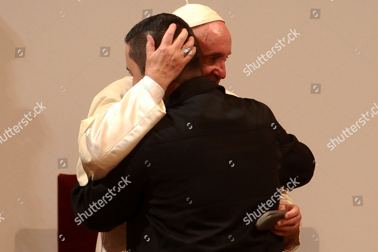 Pope Francis Hugs Man During Ceremony Editorial Stock Photo - Stock ...