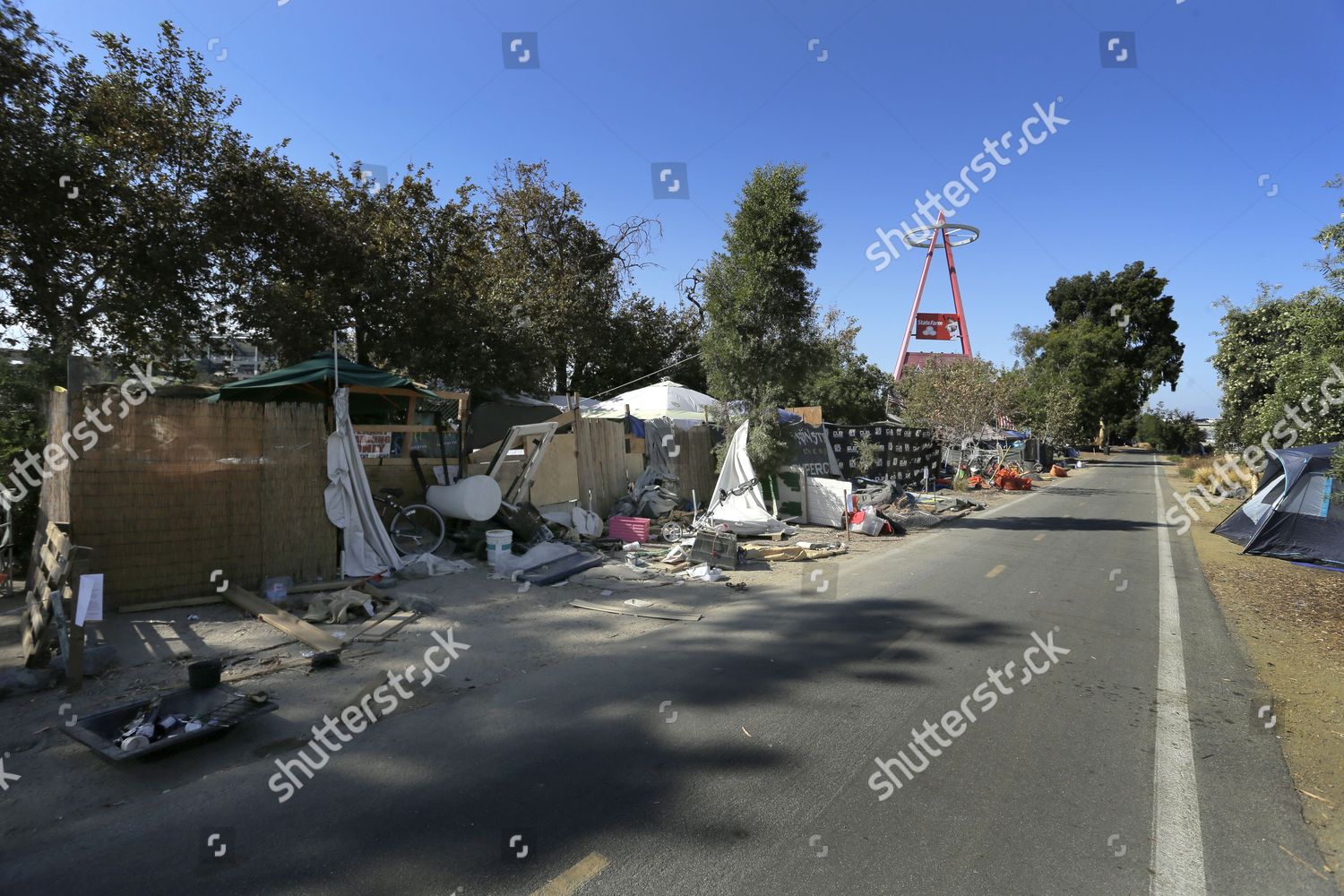 Shadow Angel Stadium Homeless Encampment Stands Editorial Stock Photo ...