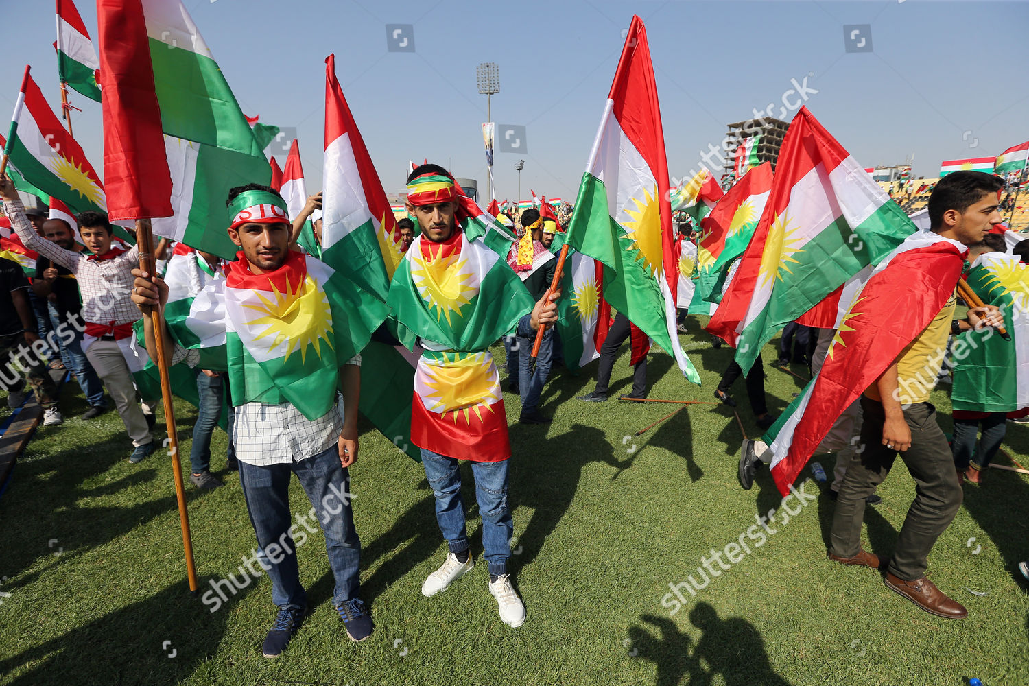 Kurds Hold Kurdish Flags They Take Editorial Stock Photo - Stock Image ...