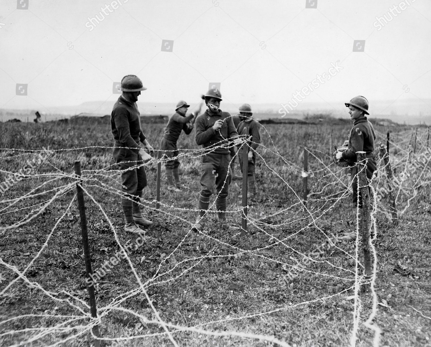 Soldiers Pictured Putting Barbed Wire Front Editorial Stock Photo ...