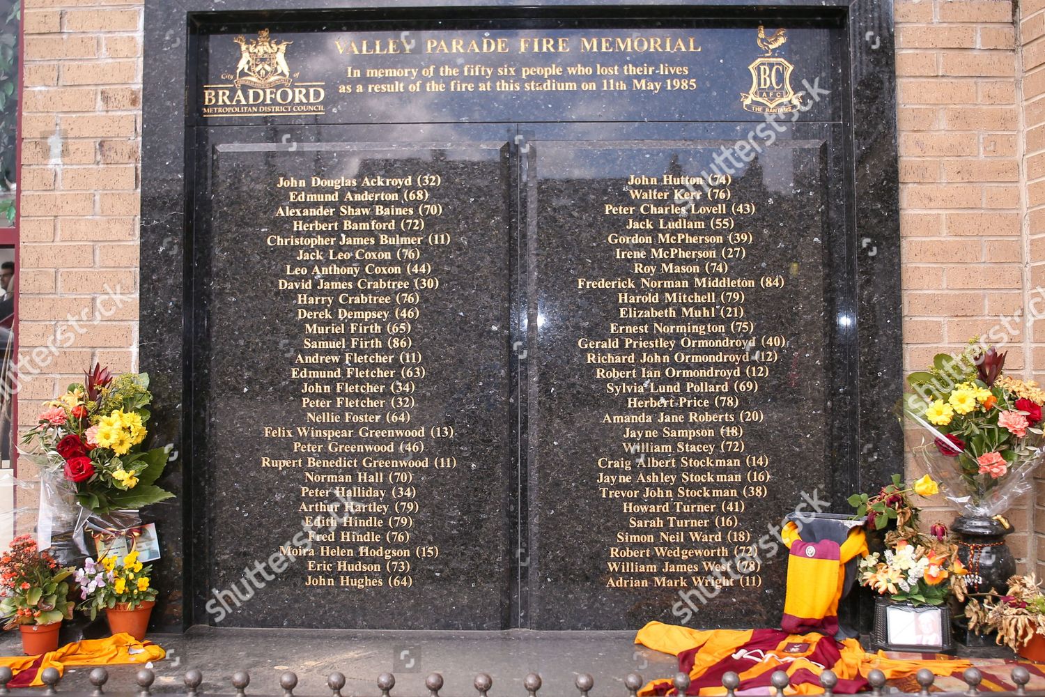 Bradford City Fire Memorial During Efl Editorial Stock Photo - Stock ...