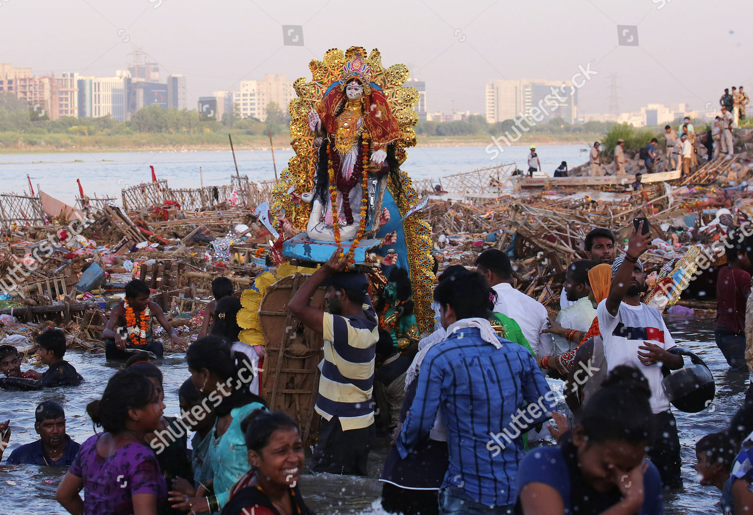 Hindu Devotees Carry Statue Hindu Godess Editorial Stock Photo - Stock ...