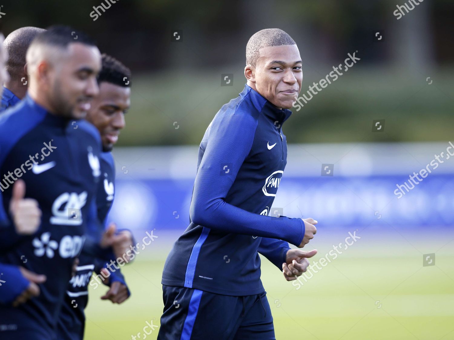 French Forward Kylian Mbappe R Smiles Editorial Stock Photo - Stock ...