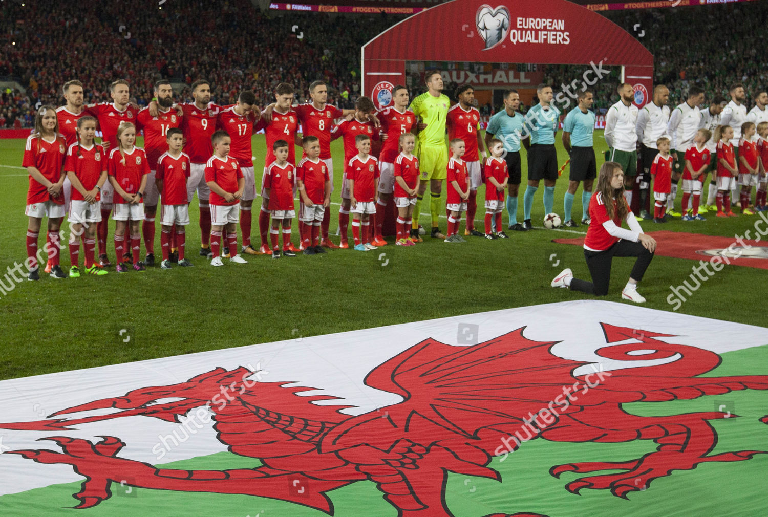 Wales Team Line Anthems Start Match Editorial Stock Photo - Stock Image ...