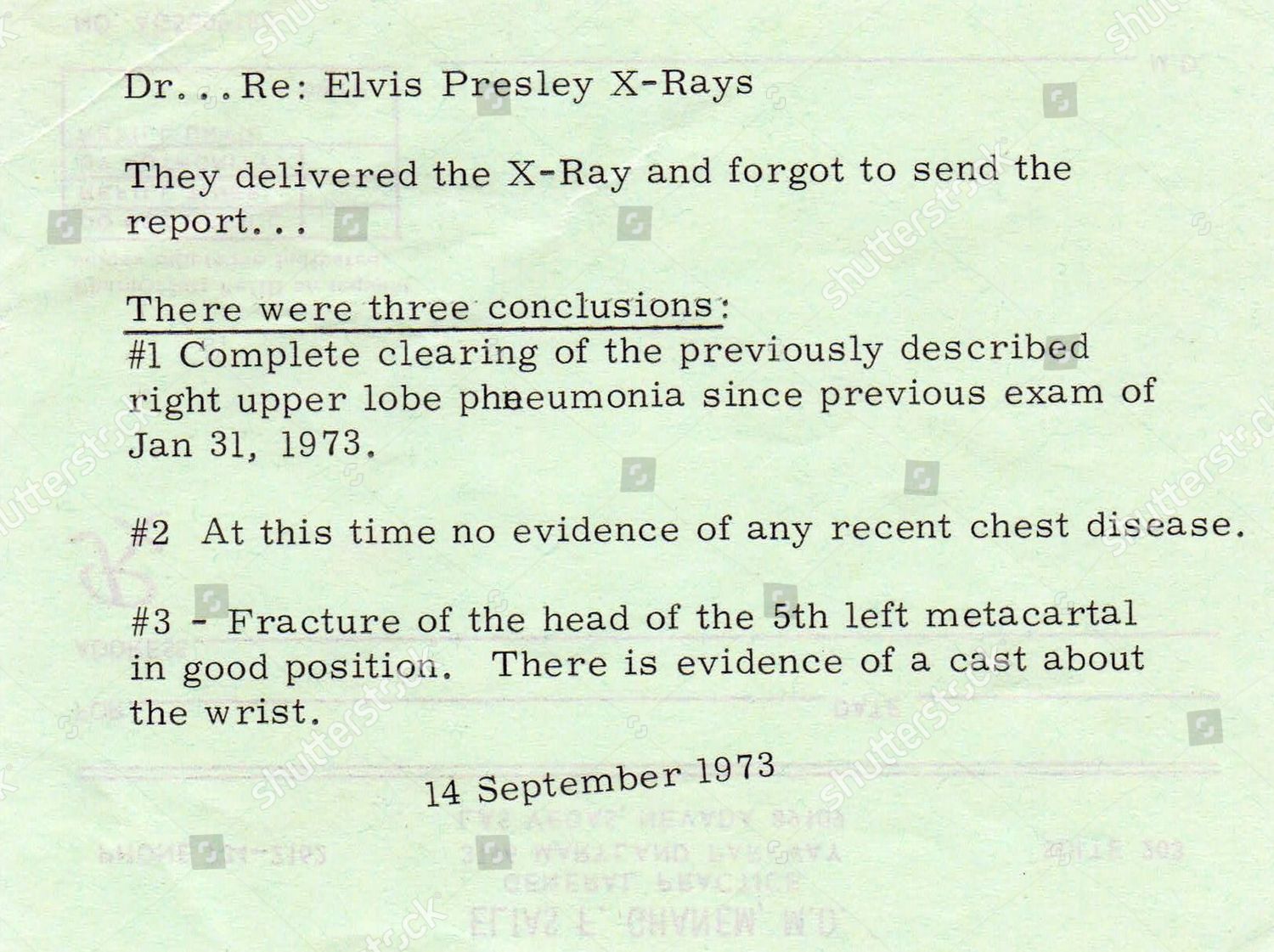 Elvis Presleys Medical Report Editorial Stock Photo - Stock Image ...