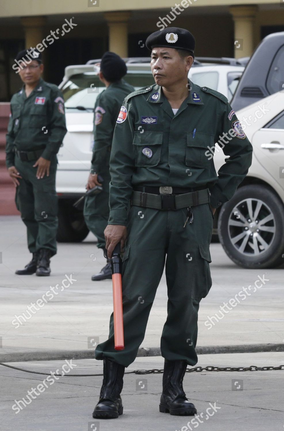Cambodian Police Officers Stand Guard Supreme Editorial Stock Photo ...