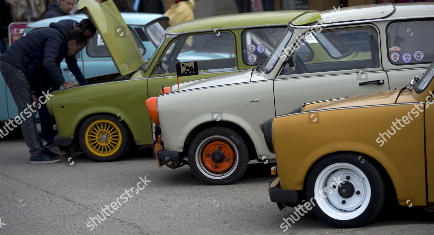 PEOPLE INSPECT ENGINE MODIFIED TRABANT CAR Editorial Stock Photo ...