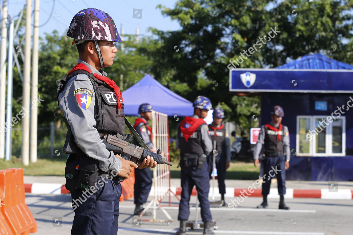 Members Myanmar Police Force Stand Guard Editorial Stock Photo - Stock ...