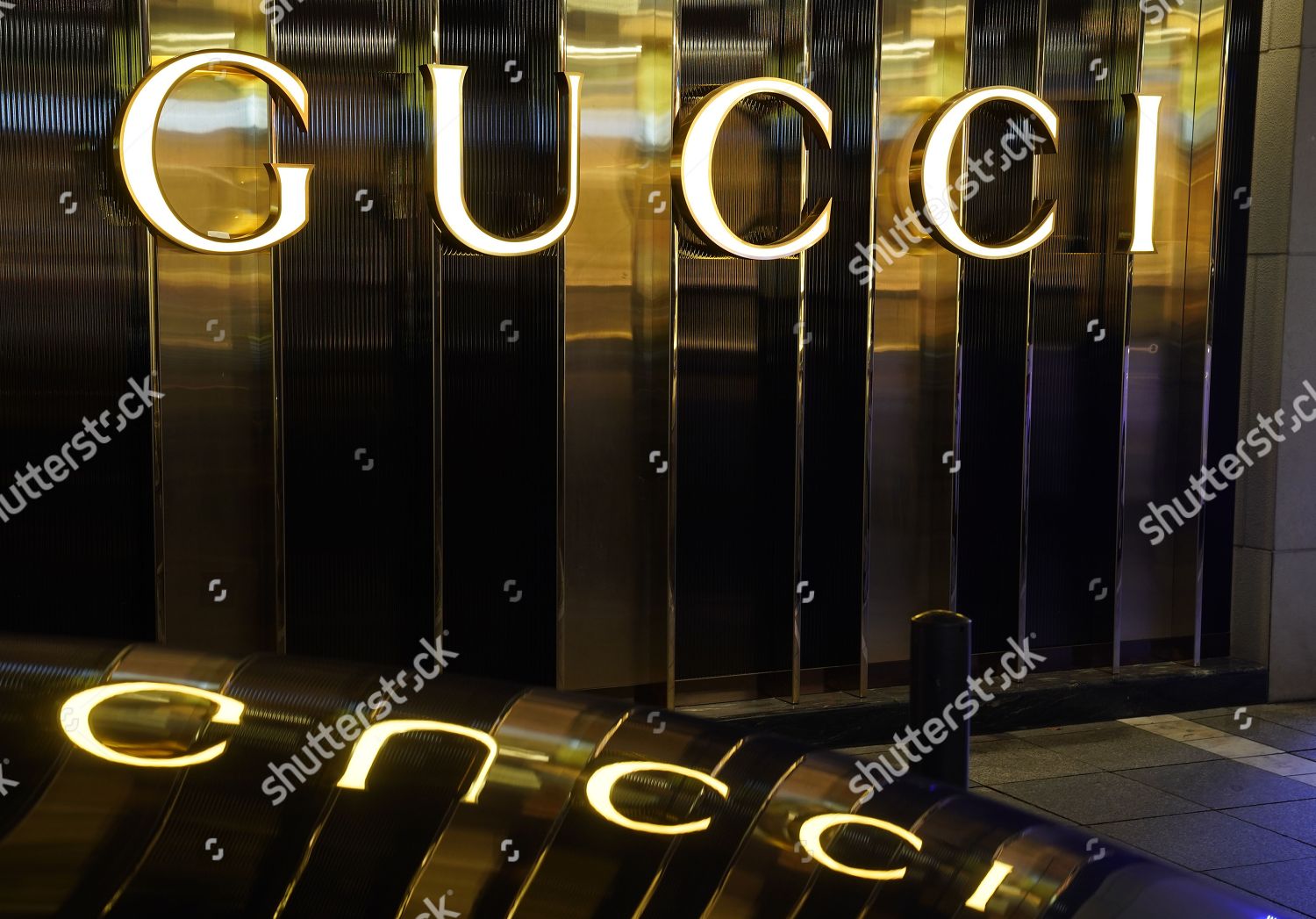 Lights Signage Gucci Store Reflected On Editorial Stock Photo - Stock ...