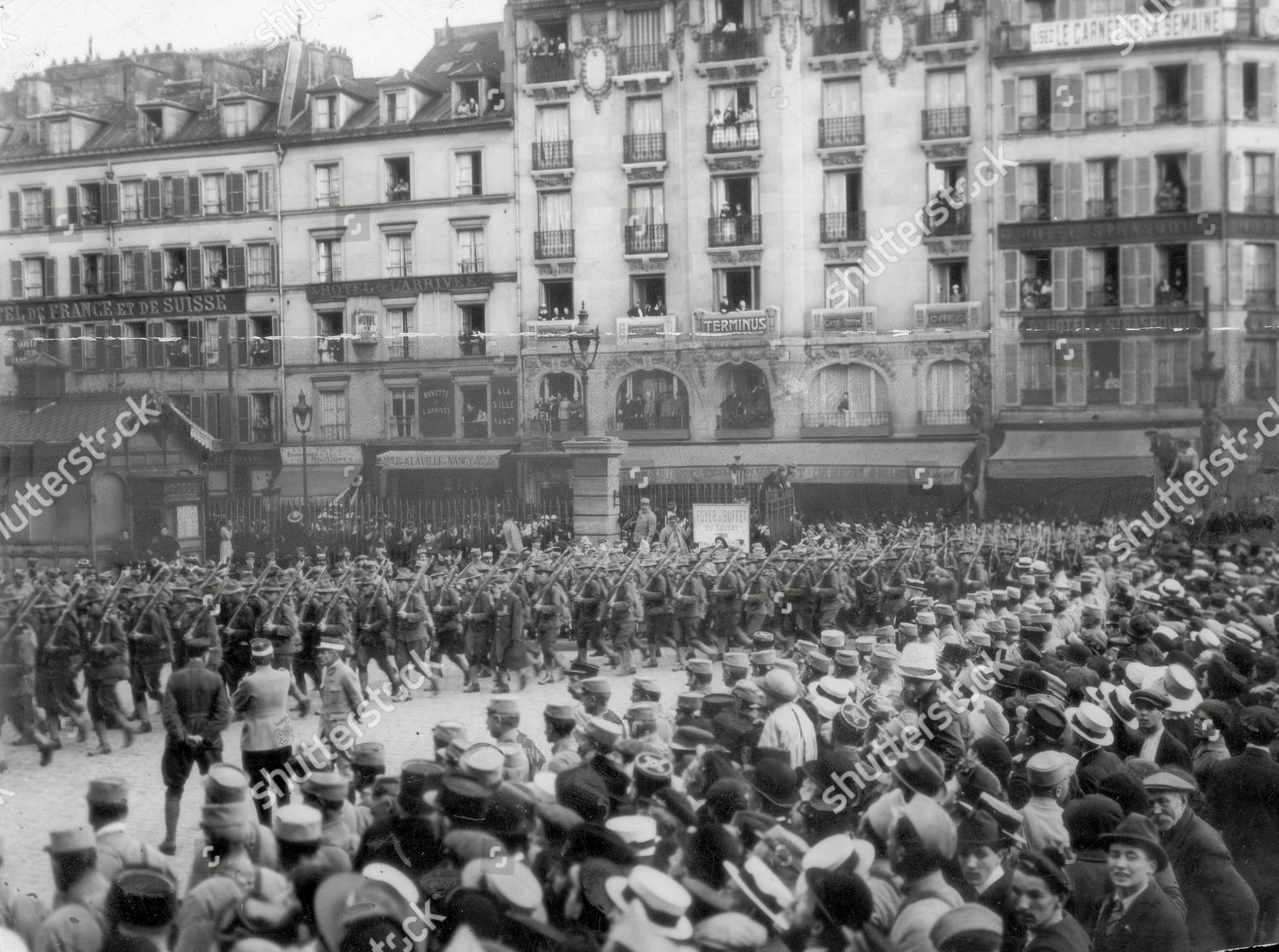 Stirring Historic Scene Paris 1917 Regiment Editorial Stock Photo ...