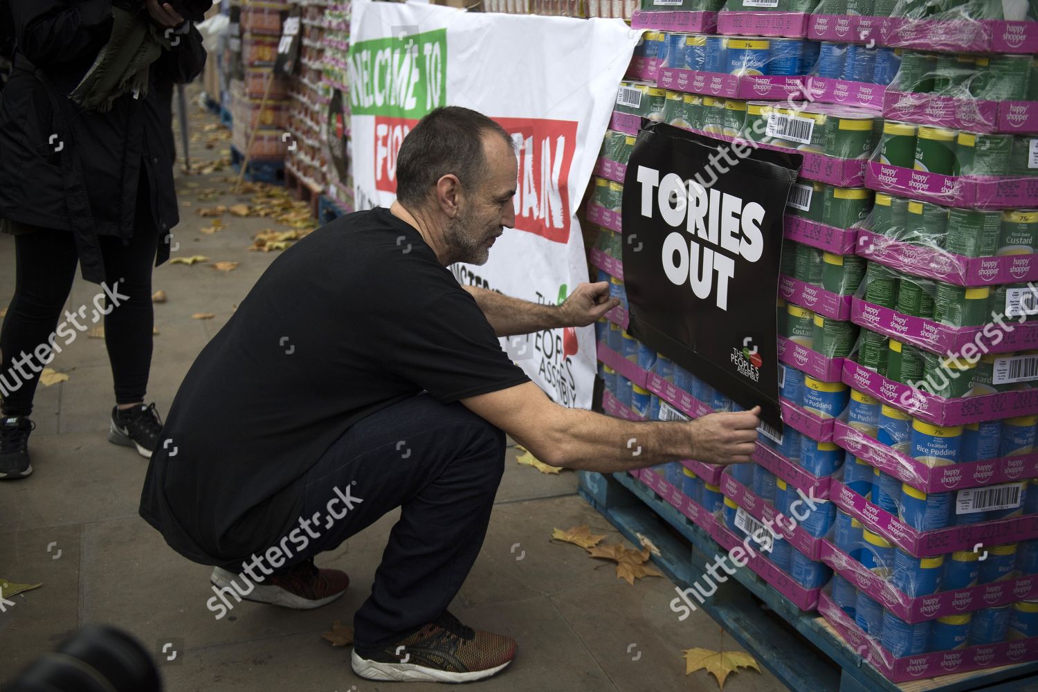 Protester Puts Banner On Tinned Food Editorial Stock Photo - Stock ...