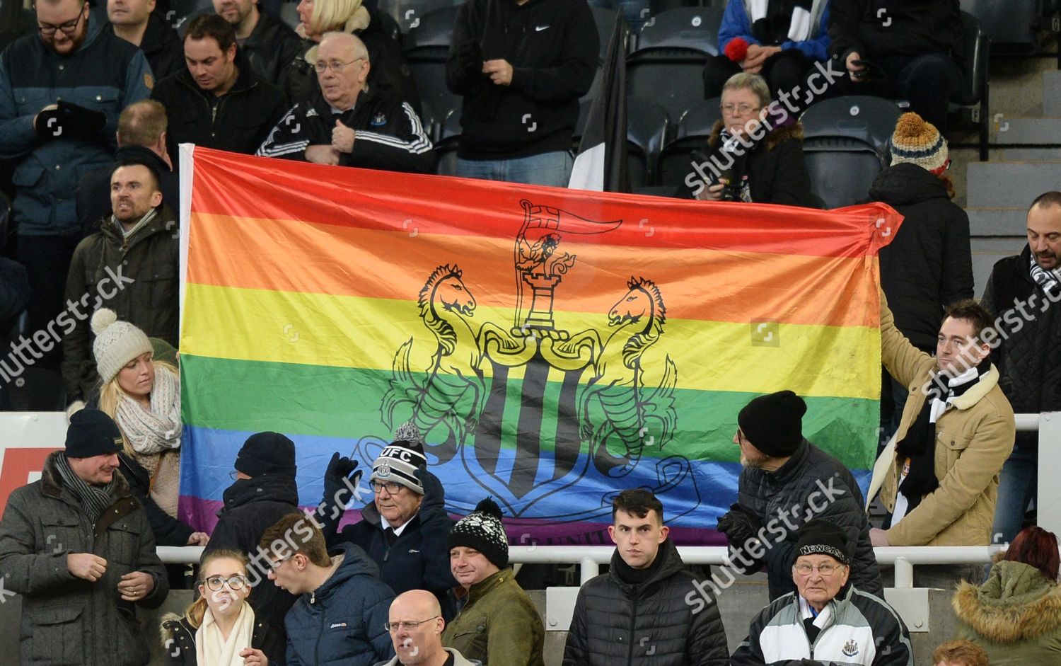 Newcastle United Fans Unfurl Rainbow Flag Editorial Stock Photo - Stock ...