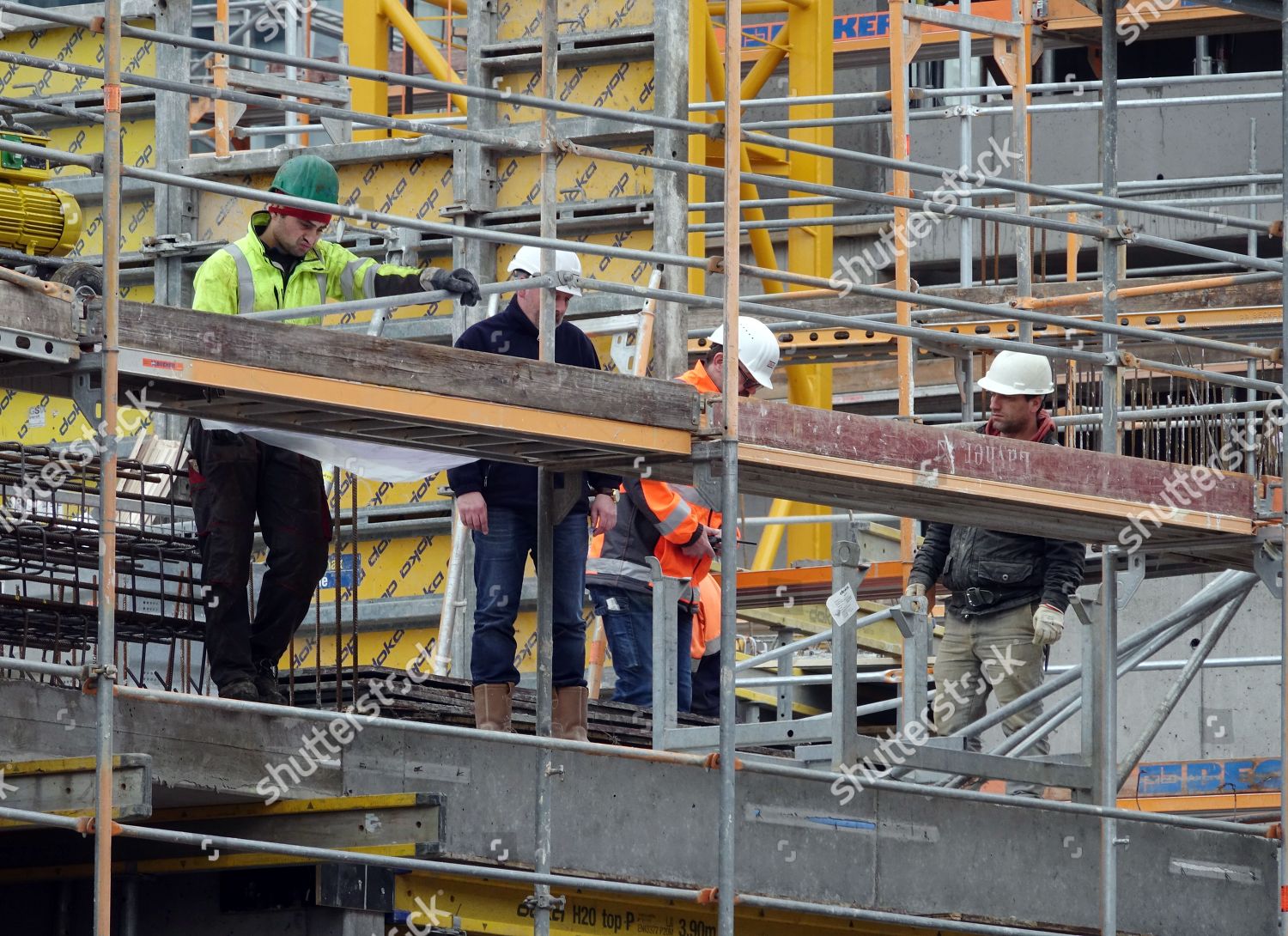 Construction Workers Construction Site Office Building Editorial Stock ...