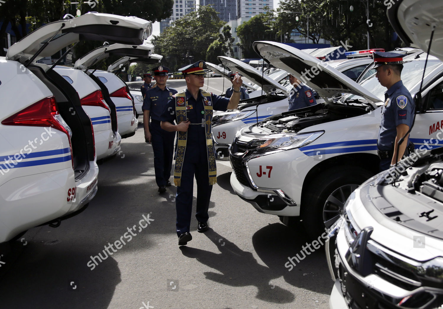 Filipino Priest Blesses Patrol Vehicles During Editorial Stock Photo ...
