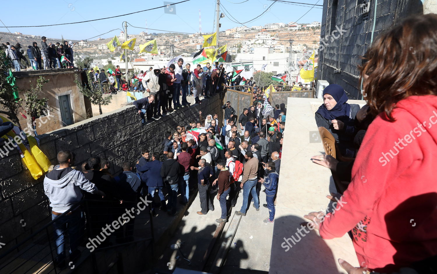 Palestinians Carry Body Mahmoud Odeh During Editorial Stock Photo ...