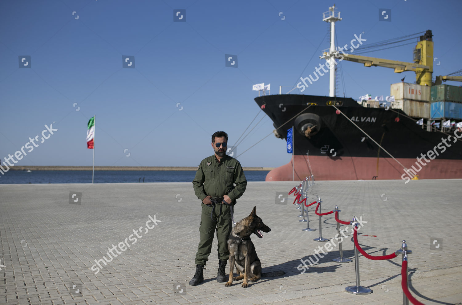 Security Guard Stands Front Cargo Ship Editorial Stock Photo - Stock ...