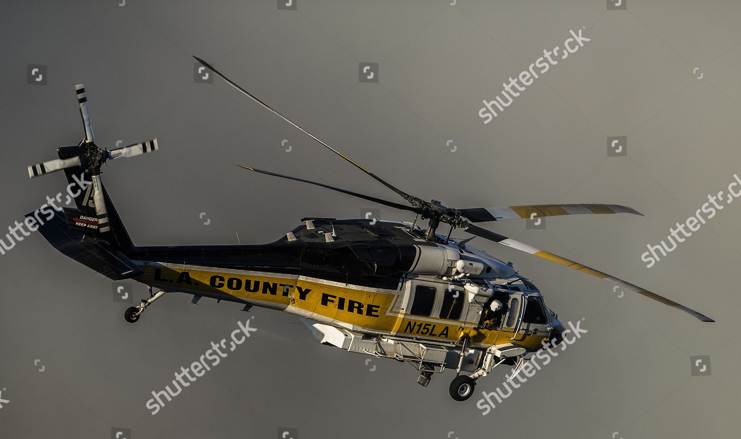 Los Angeles County Fire Helicopter Flies Editorial Stock Photo - Stock ...