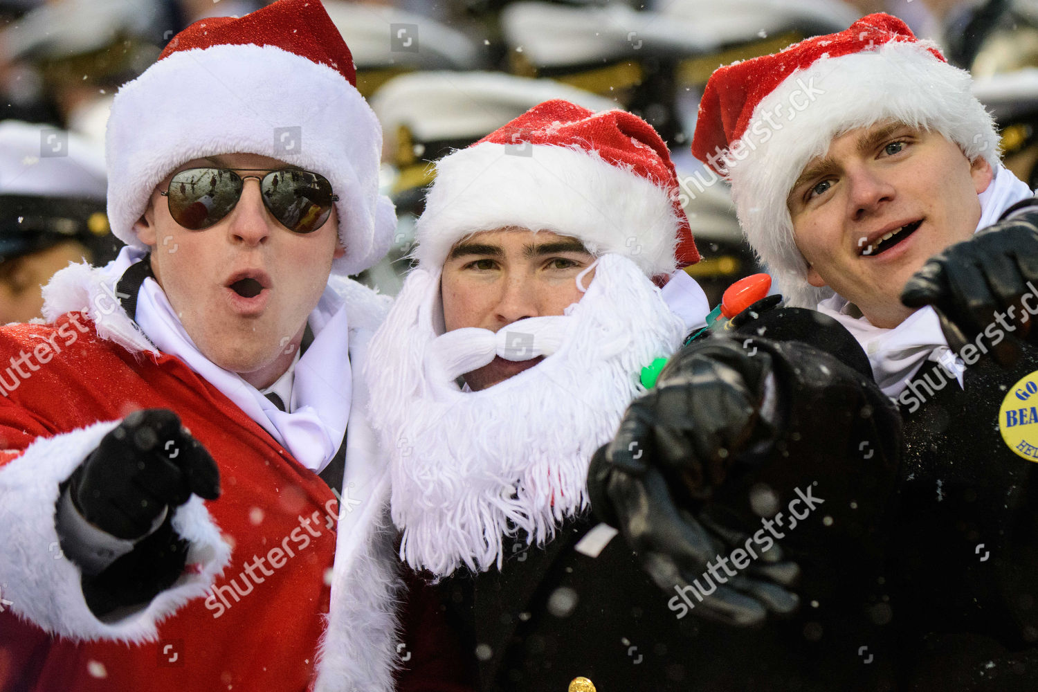 Three Navy Midshipmen Wear Santa Hats Editorial Stock Photo - Stock ...