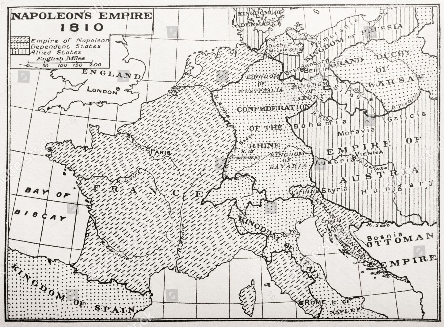 Map Showing Napoleons Empire France 1810 Editorial Stock Photo - Stock ...