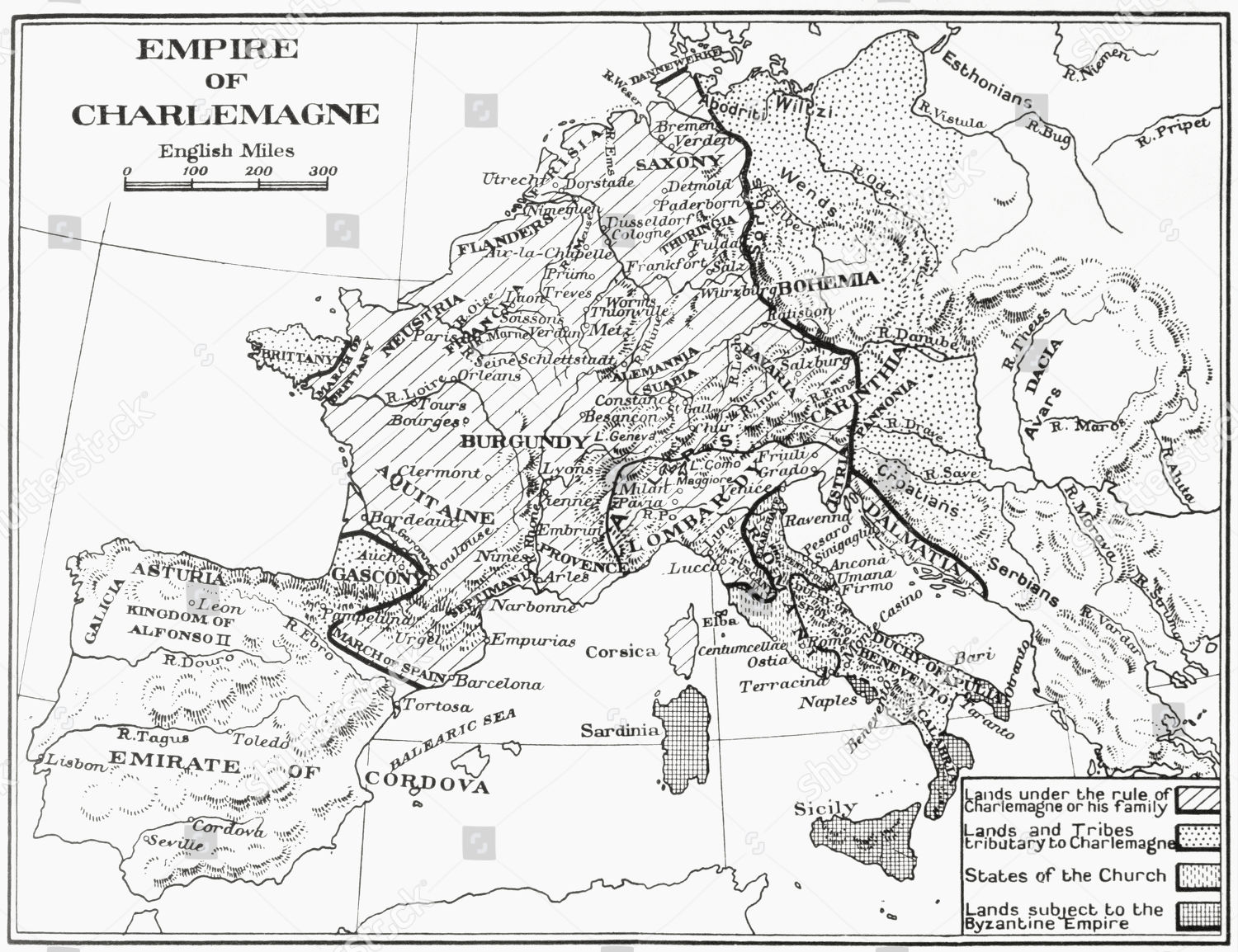 Map France Showing Empire Charlemagne 9th Editorial Stock Photo - Stock ...
