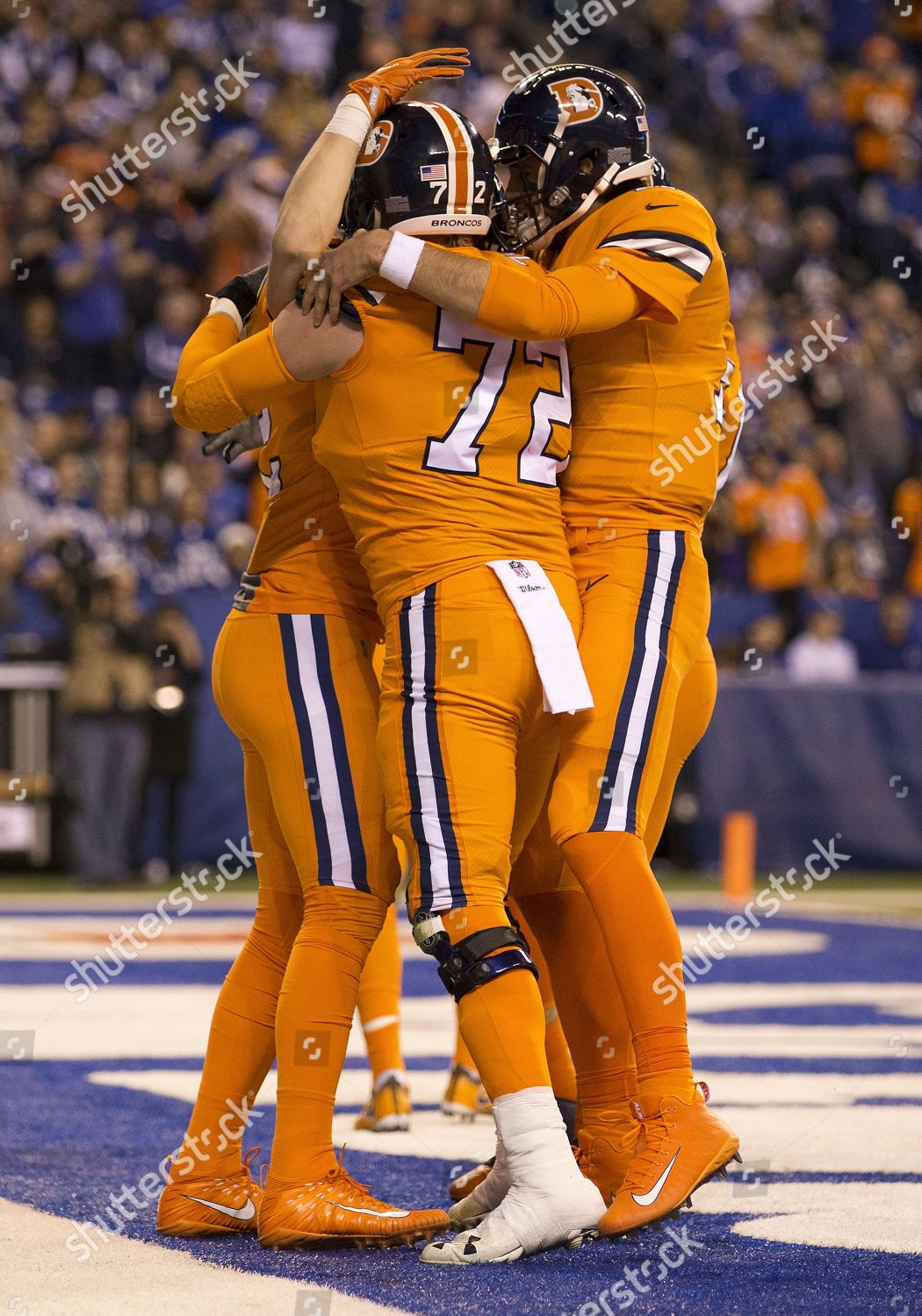 Denver Bronco Players Celebrate Touchdown By Editorial Stock Photo ...