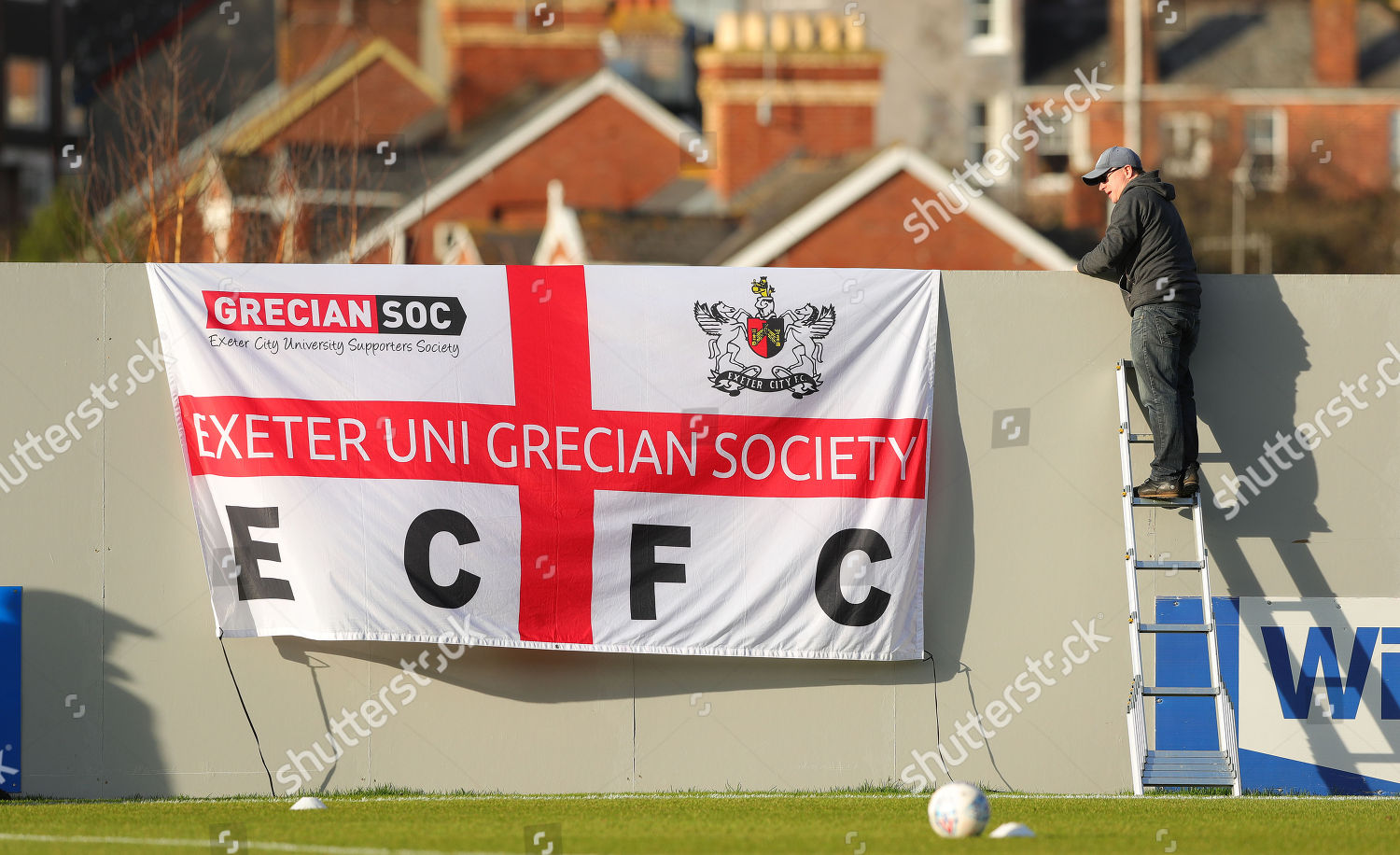 Exeter City Fans Putting Banners Flags Editorial Stock Photo - Stock ...