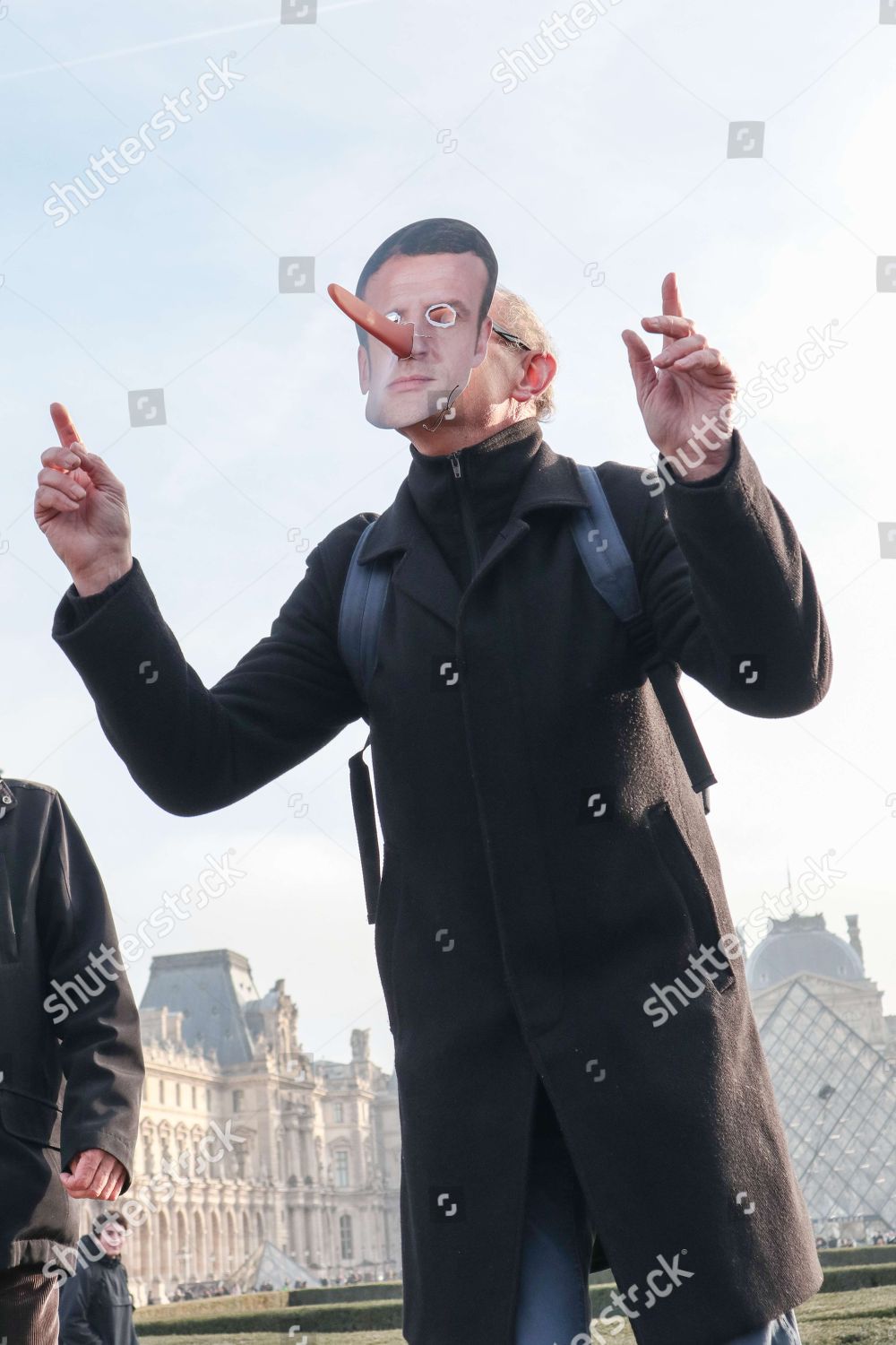 Protester Emmanuel Macron Pinocchio Mask Editorial Stock Photo - Stock ...