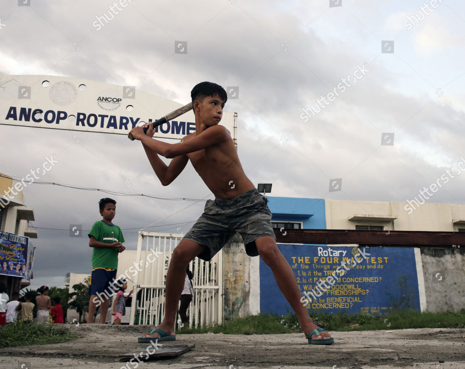 Filipino Children Play Baseball Game On Editorial Stock Photo - Stock ...