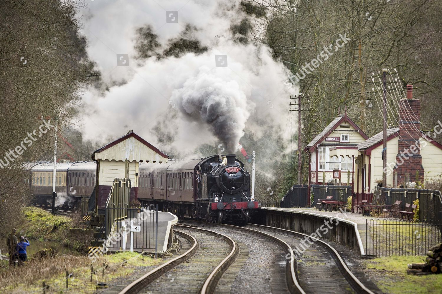 Steam Train Passes Through Consall Station Editorial Stock Photo ...