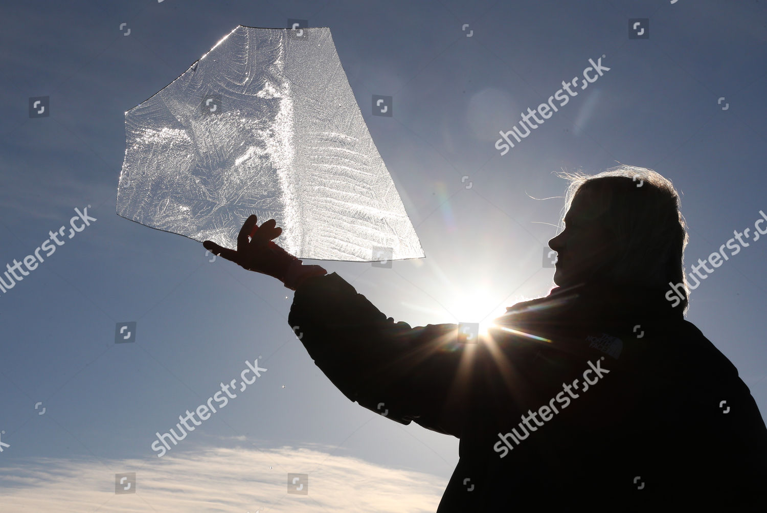 Helen Trott Holds Ice Formed Frozen Editorial Stock Photo - Stock Image ...