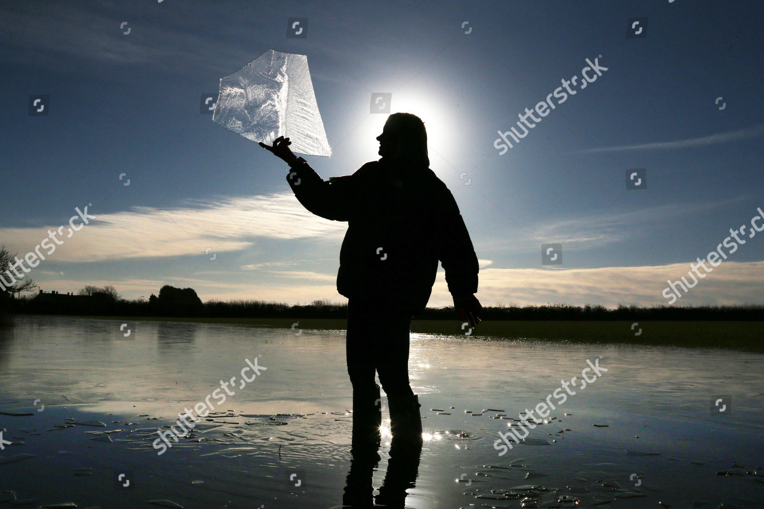 Helen Trott Holds Ice Formed Frozen Editorial Stock Photo - Stock Image ...