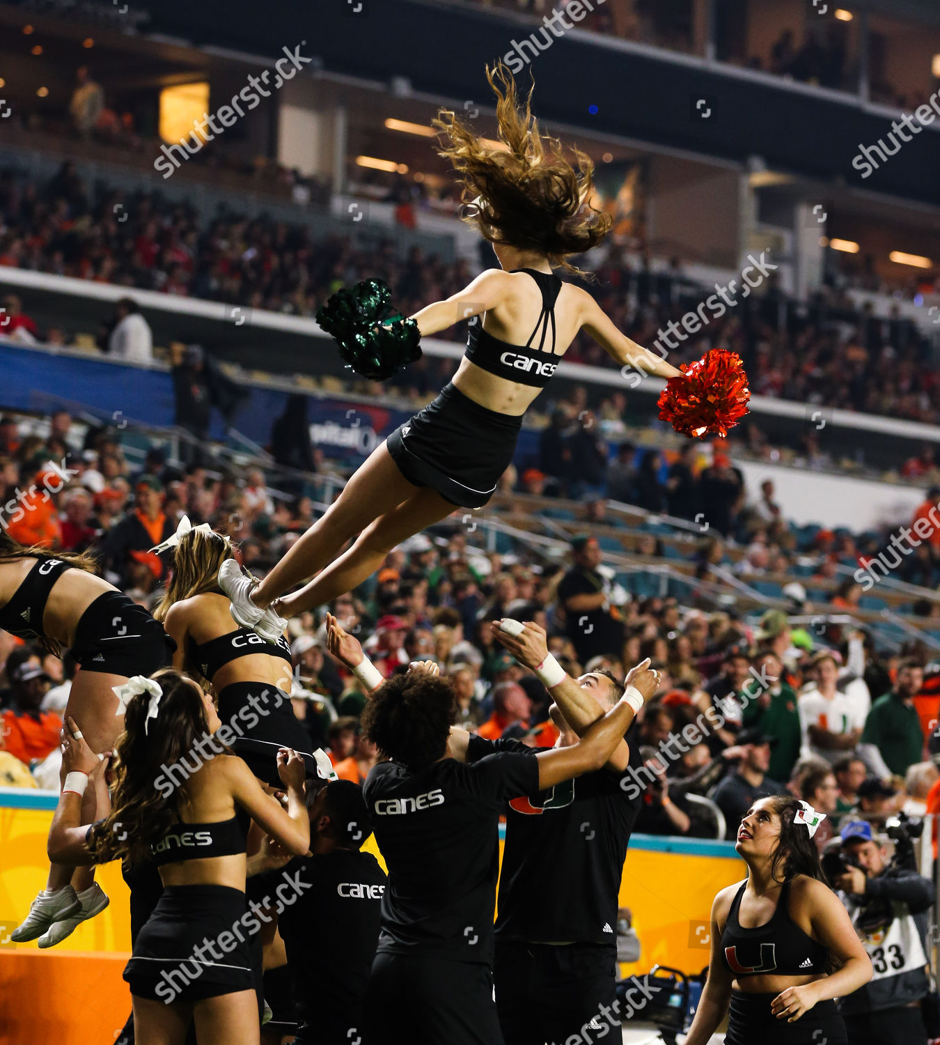 Miami Hurricanes Cheerleaders Perform During Capital Editorial Stock ...
