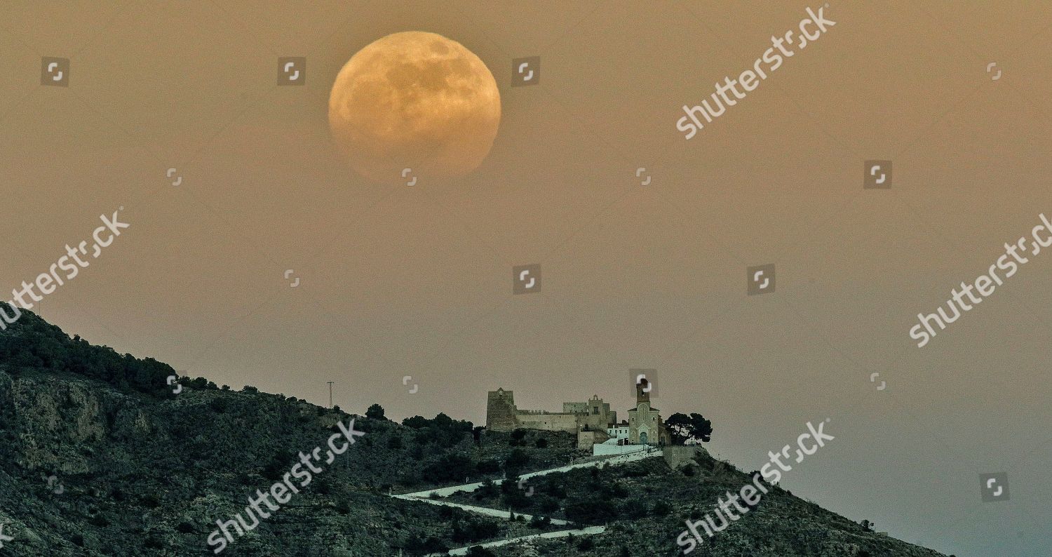 View First Full Moon 2018 Over Editorial Stock Photo - Stock Image ...