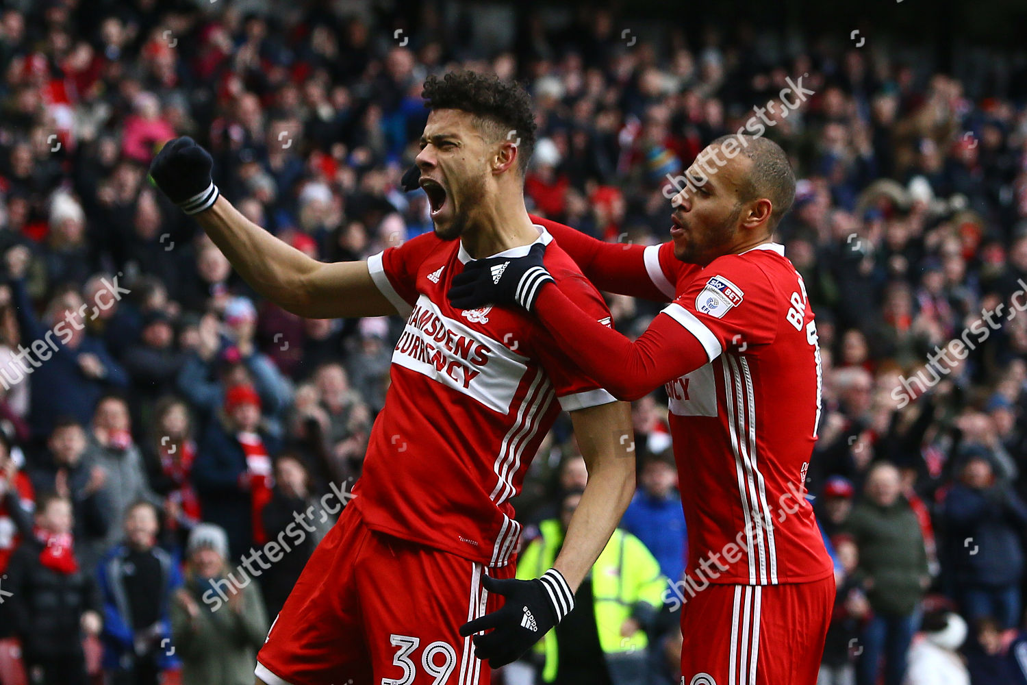 Rudy Gestede Middlesbrough Celebrates Scoring Opening Editorial Stock ...