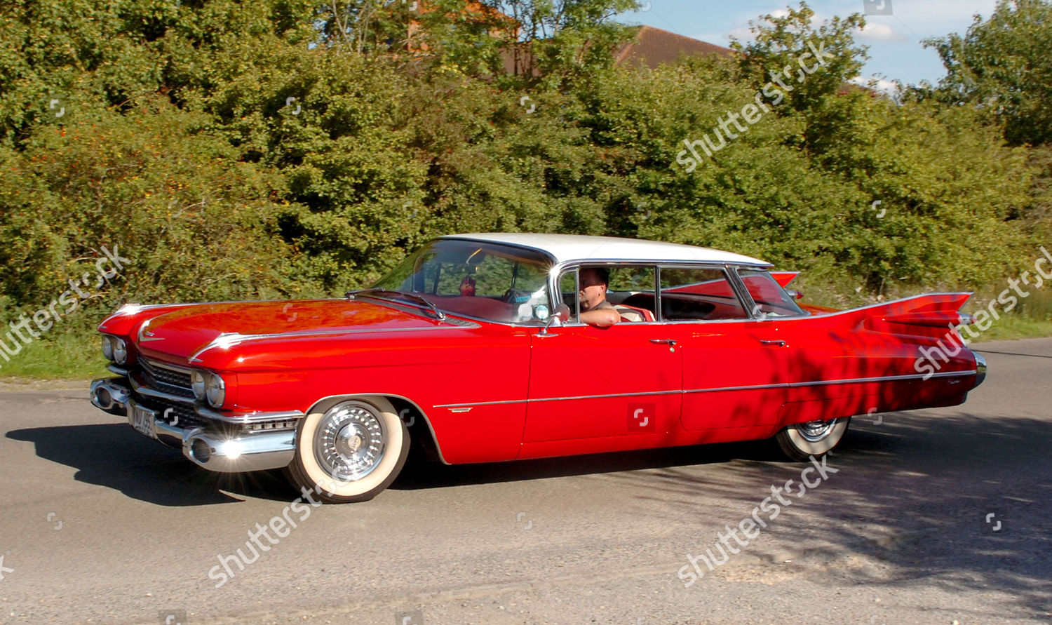 Classic American Bright Red 1959 Cadillac Editorial Stock Photo - Stock ...