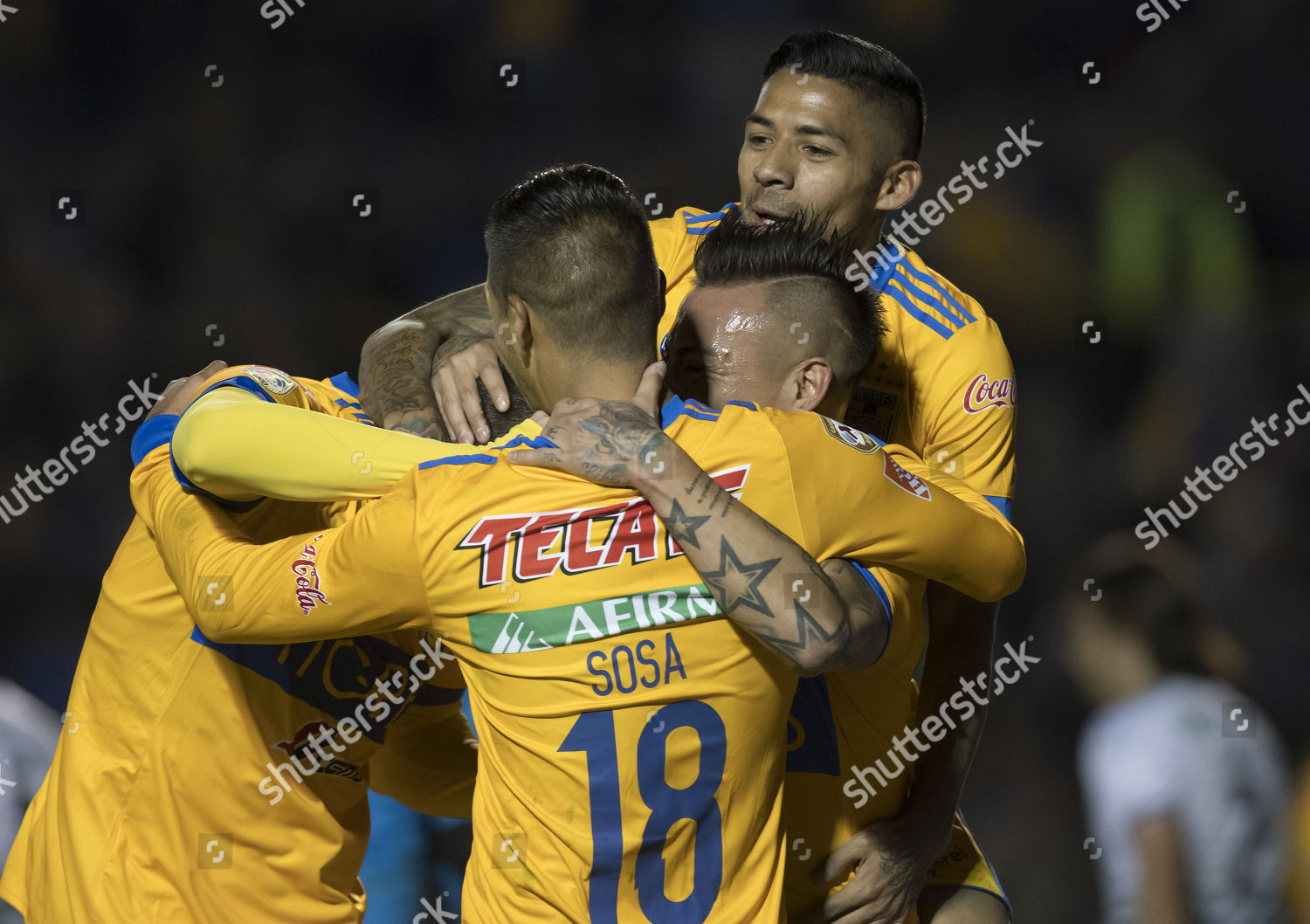 Tigres Players Celebrate After Scoring During Editorial Stock Photo ...