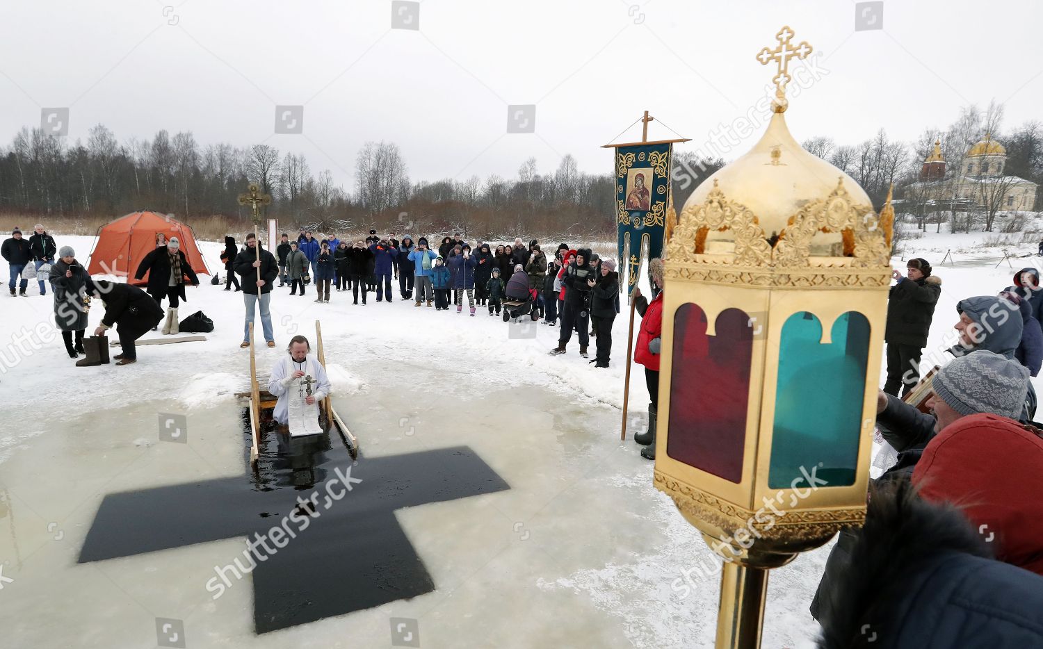 Russian Orthodox Priest Takes Icy Bath Editorial Stock Photo - Stock ...