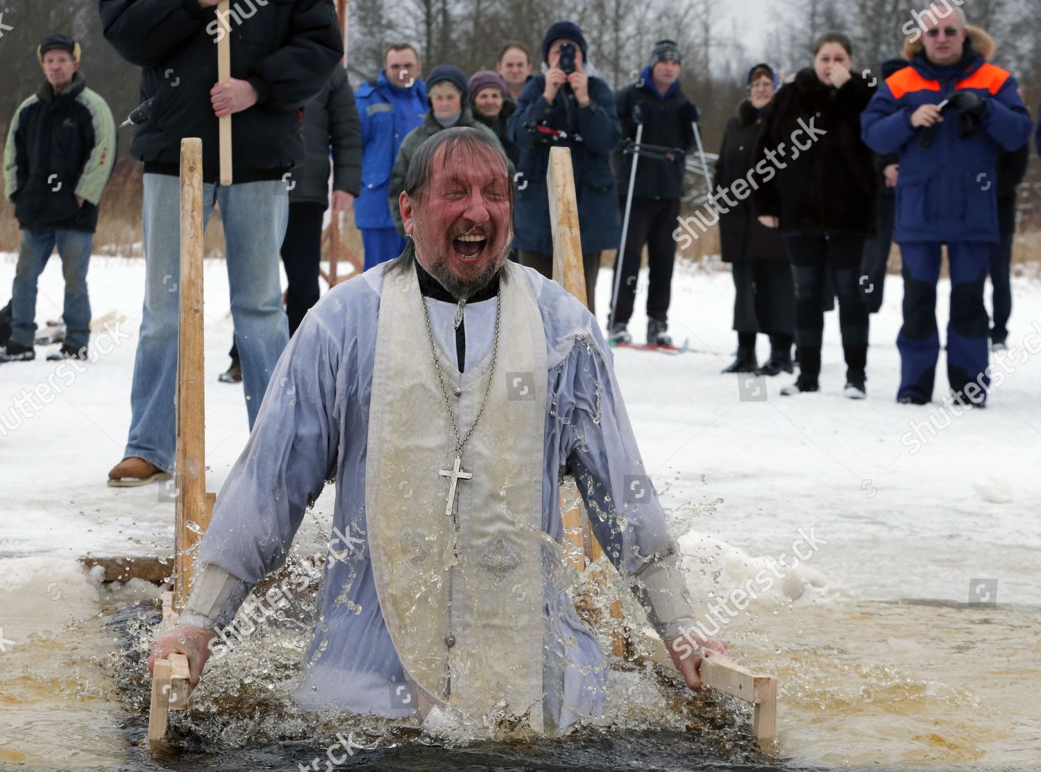 Russian Orthodox Priest Takes Icy Bath Editorial Stock Photo - Stock ...