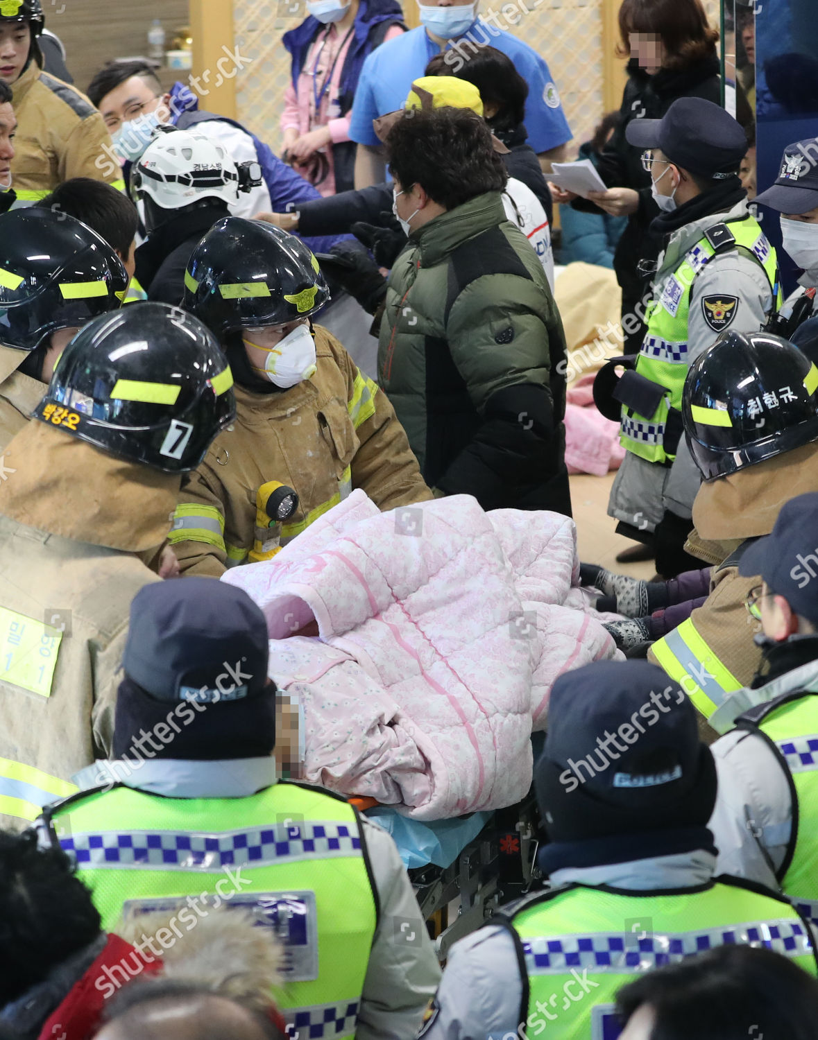 Firefighters Transfer Patients Hospital After Burned Editorial Stock ...