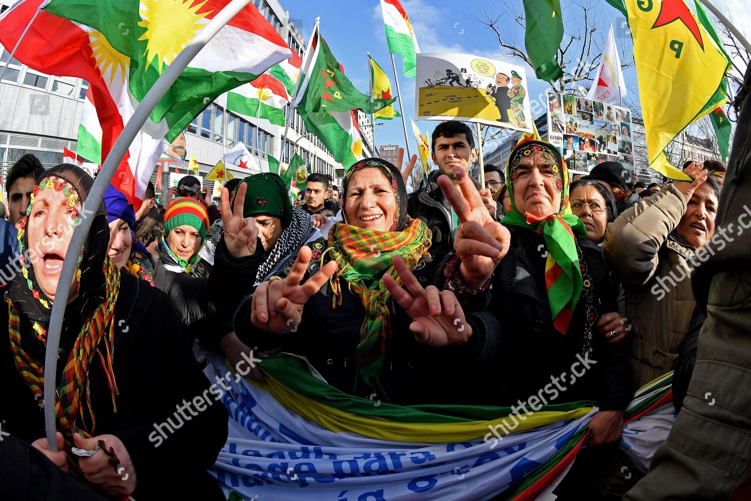 Kurdish Activists Show Banners Shout Slogans Editorial Stock Photo ...
