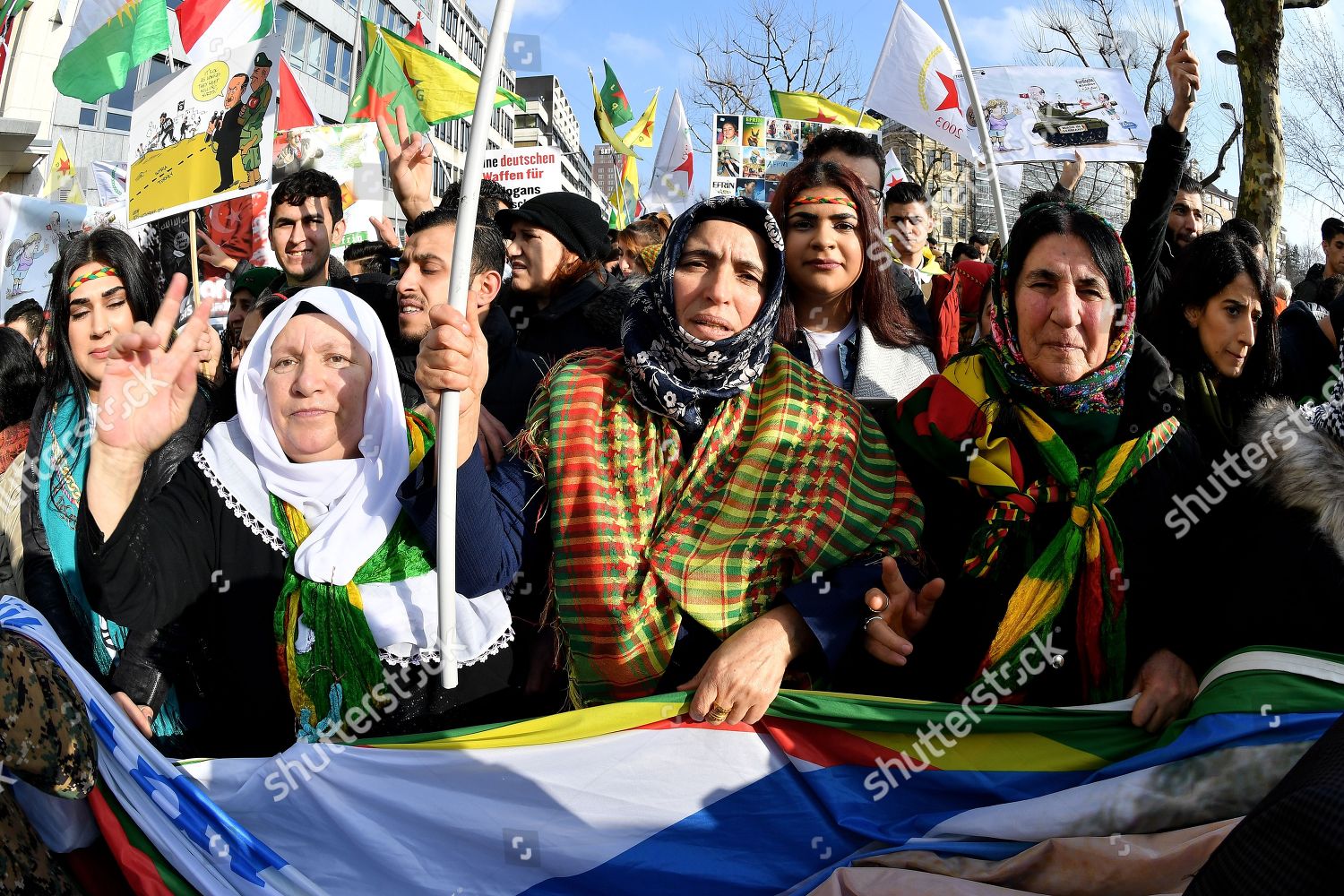 Kurdish Activists Show Banners Shout Slogans Editorial Stock Photo ...
