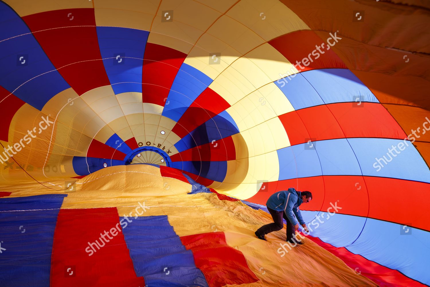 Man Checks Hot Air Balloon Prior Editorial Stock Photo - Stock Image ...