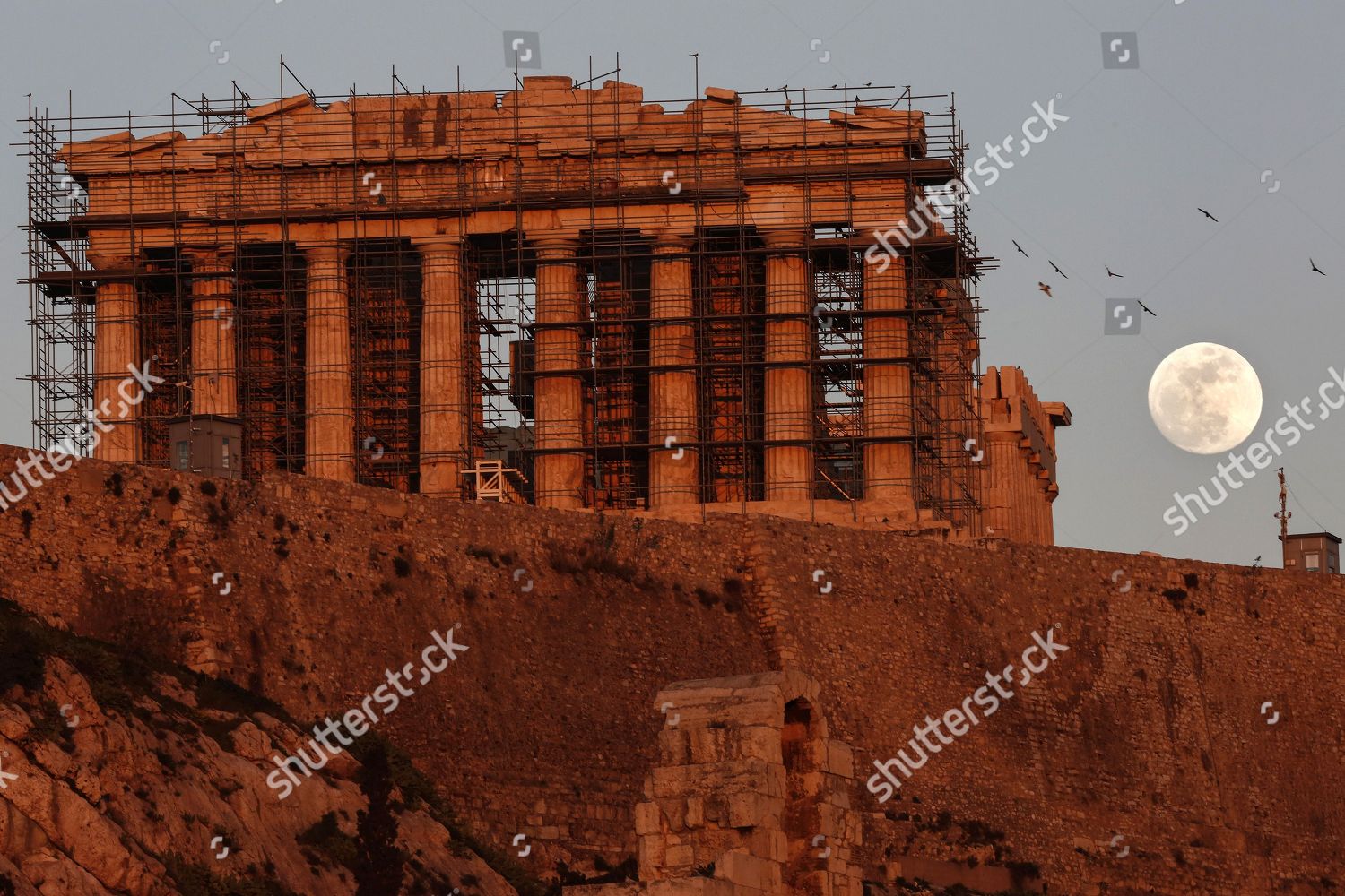 Full Moon Rises Next Parthenon Acropolis Editorial Stock Photo - Stock ...