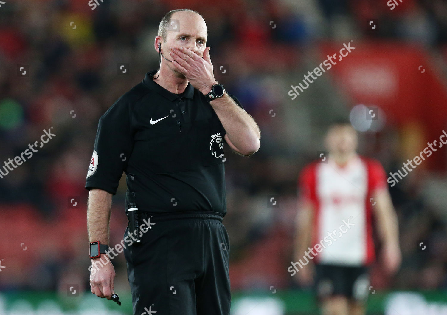 Referee Mike Dean Covers His Mouth Editorial Stock Photo - Stock Image ...