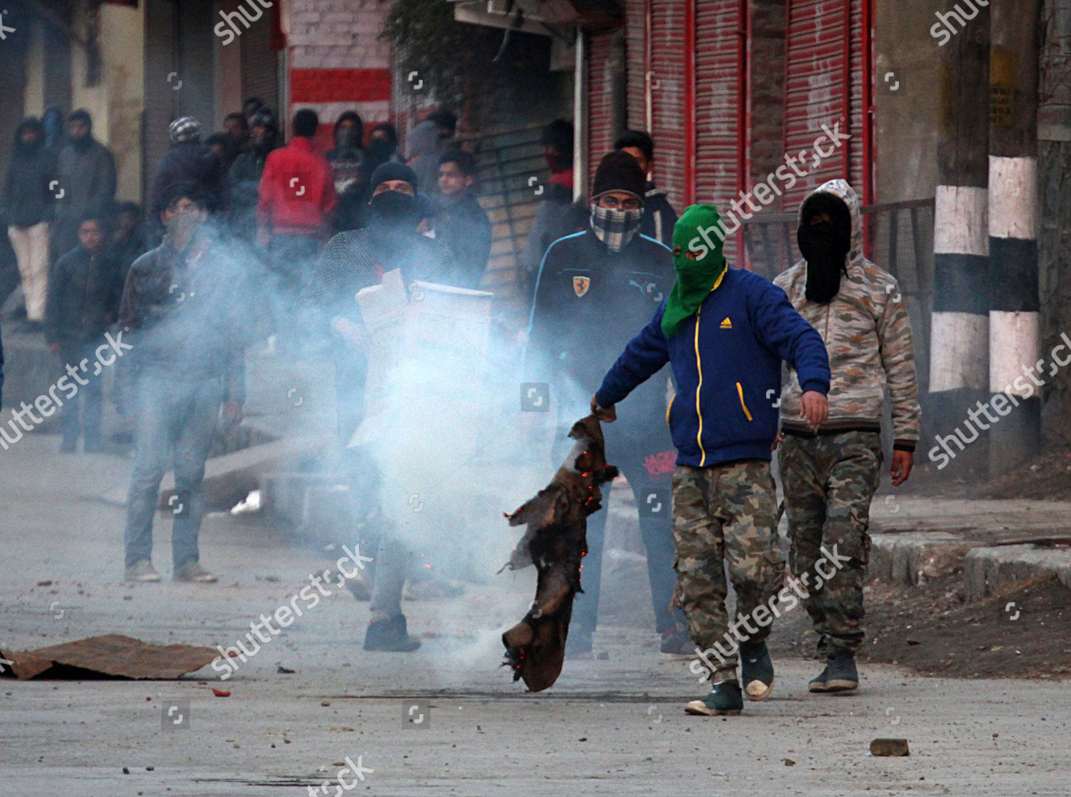 Protesters Clash Indian Riot Police Srinagar Editorial Stock Photo ...