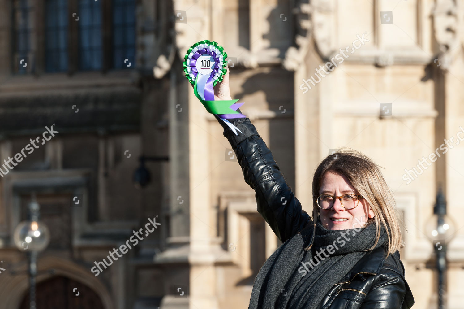 Labour Supporter Holds Suffragette Rosette Outside Editorial Stock ...