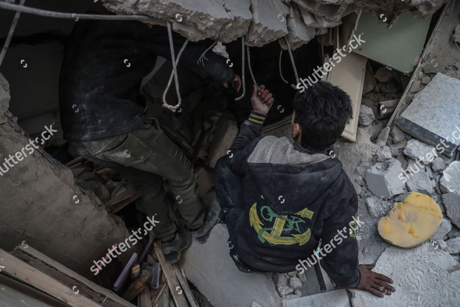 Civilians Climb Through Rubble During Search Editorial Stock Photo ...