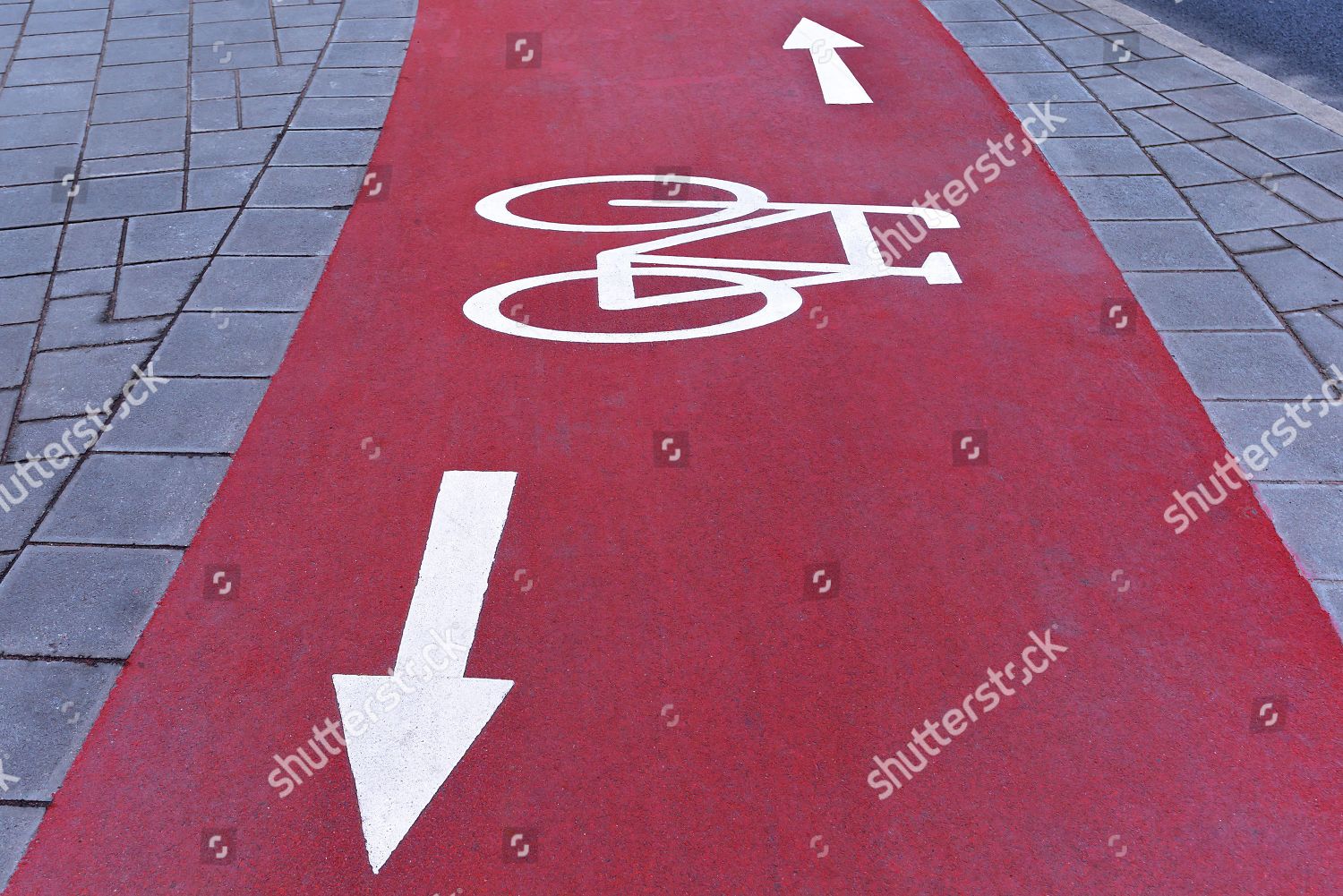 Red Cycle Path White Markings Bicycle Editorial Stock Photo - Stock ...