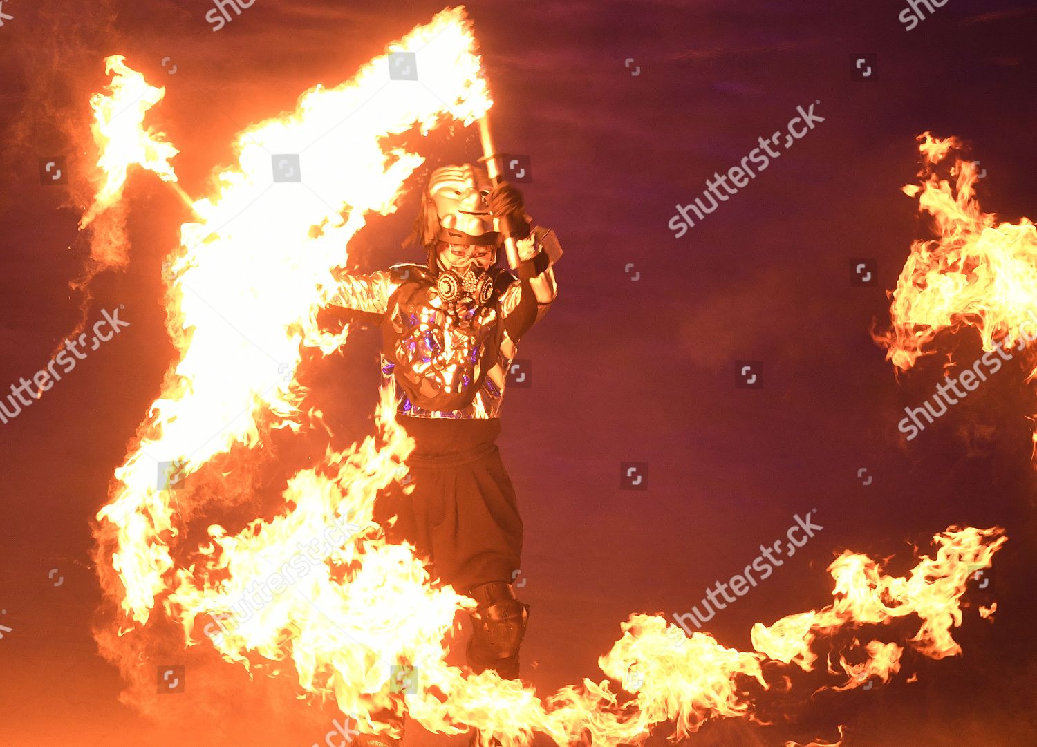Artists On Roller Skates Perform Fire Editorial Stock Photo - Stock ...